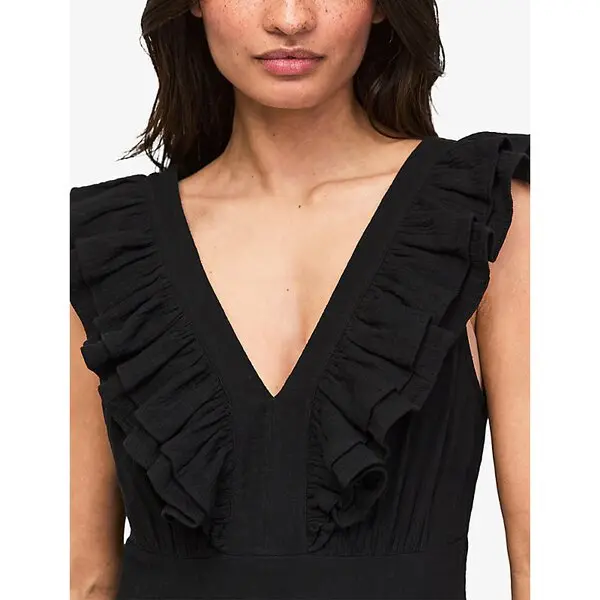 RO&ZO V-neck Ruffled Cotton Maxi Dress