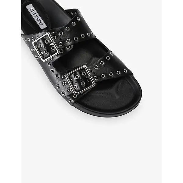 Steve Madden Abbot Leather Sandals With Eyelet Embellishment