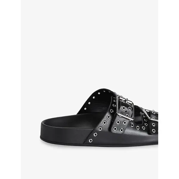 Steve Madden Abbot Leather Sandals With Eyelet Embellishment