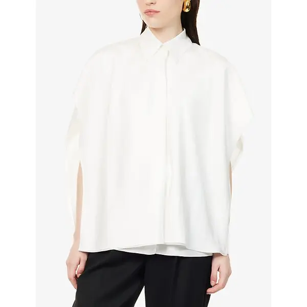 Bottega Veneta Collared Cap-sleeve Silk Top