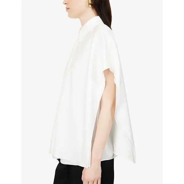 Bottega Veneta Collared Cap-sleeve Silk Top