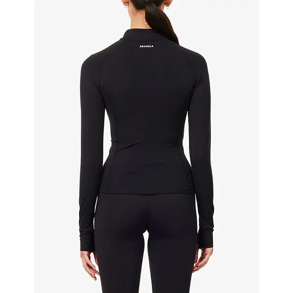 ADANOLA Ultimate Zip-through Stretch-woven Top - Black