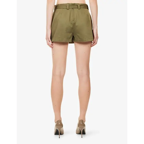 SELF-PORTRAIT Belted Flap-pocket Denim Skort