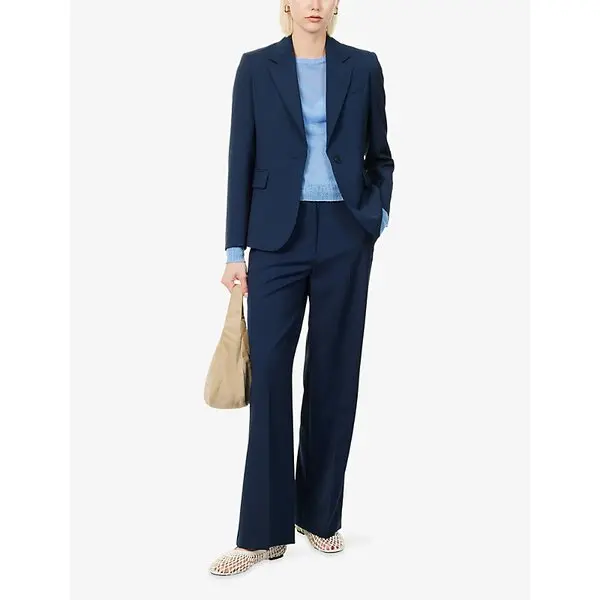 Max Mara Visivo Straight-leg Wool Trousers - Navy