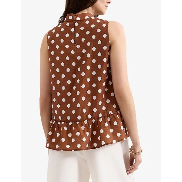 PHASE EIGHT Polka-dot Sleeveless Peplum Blouse