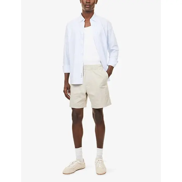 Paige Elijah Straight-leg Stretch-cotton Shorts - Shallow