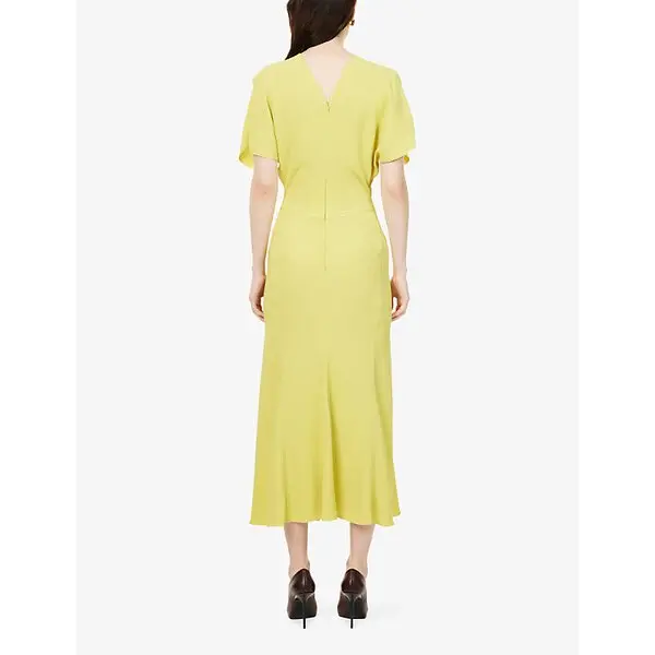 Victoria Beckham Bela Split-sleeve Woven Midi Dress - Chartreuse