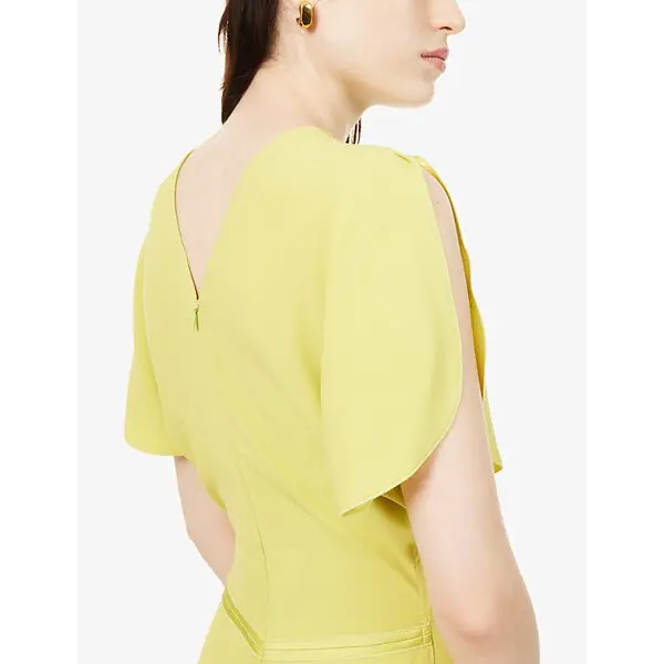 Victoria Beckham Bela Split-sleeve Woven Midi Dress - Chartreuse