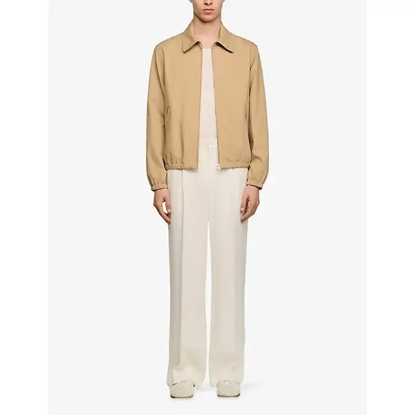 Sandro Collared Zip-up Cotton-blend Jacket