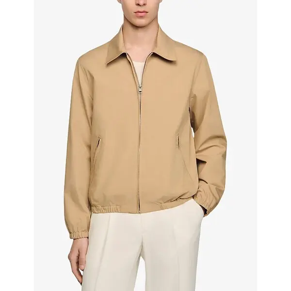 Sandro Collared Zip-up Cotton-blend Jacket