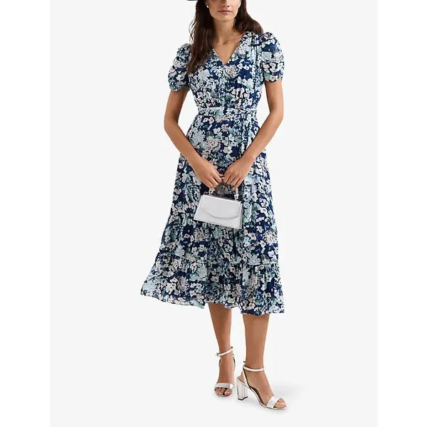PHASE EIGHT Azalea Floral-print Woven Midi Dress