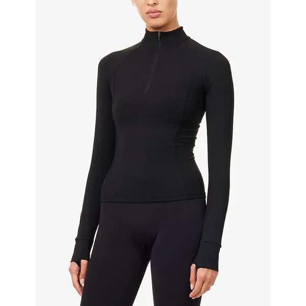 ADANOLA Ultimate Half-zip Stretch-woven Top