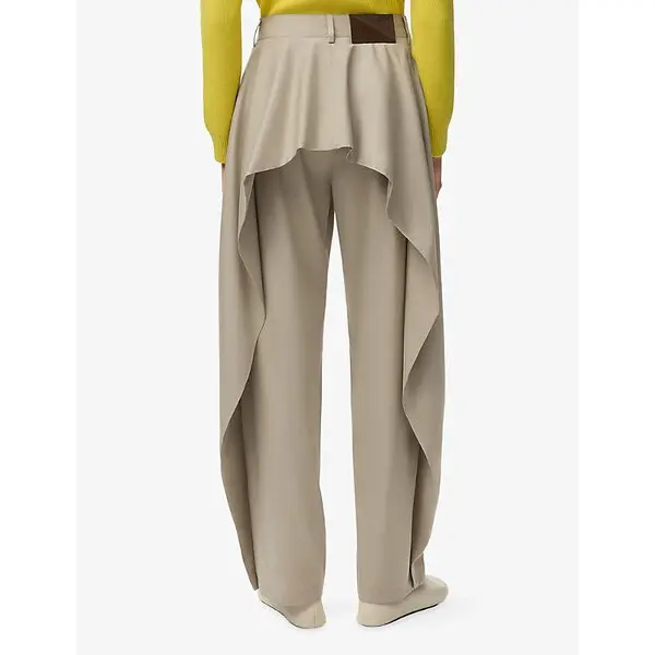 Loewe Wide-leg Side-flap Cotton-blend Trousers - Beige