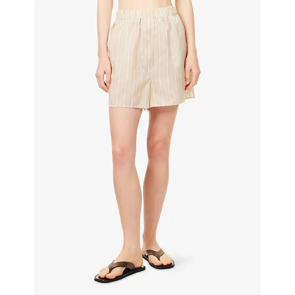 THE FRANKIE SHOP Lui Striped Woven Shorts - Yellow