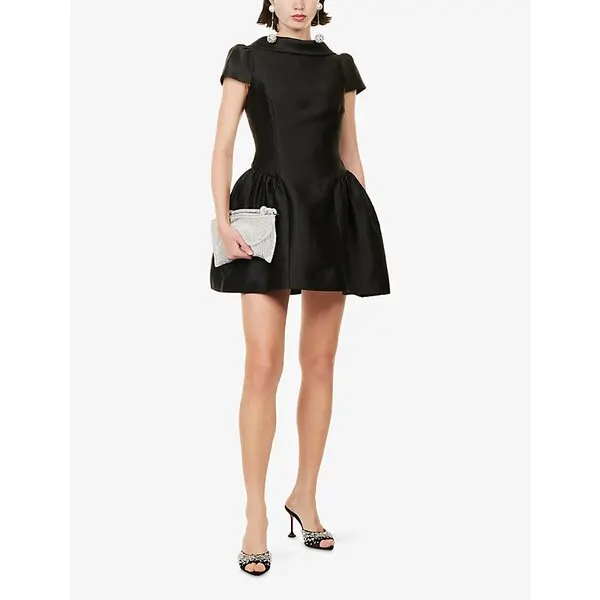 SELF-PORTRAIT Cap-sleeve Taffeta Mini Dress