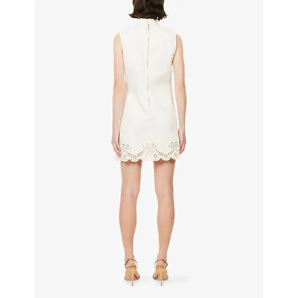 SELF-PORTRAIT Broderie Embroidered Sleeveless Mini Dress