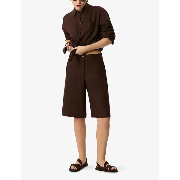 Whistles High-rise Linen Bermuda Shorts