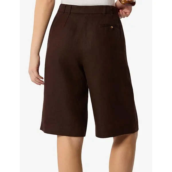 Whistles High-rise Linen Bermuda Shorts
