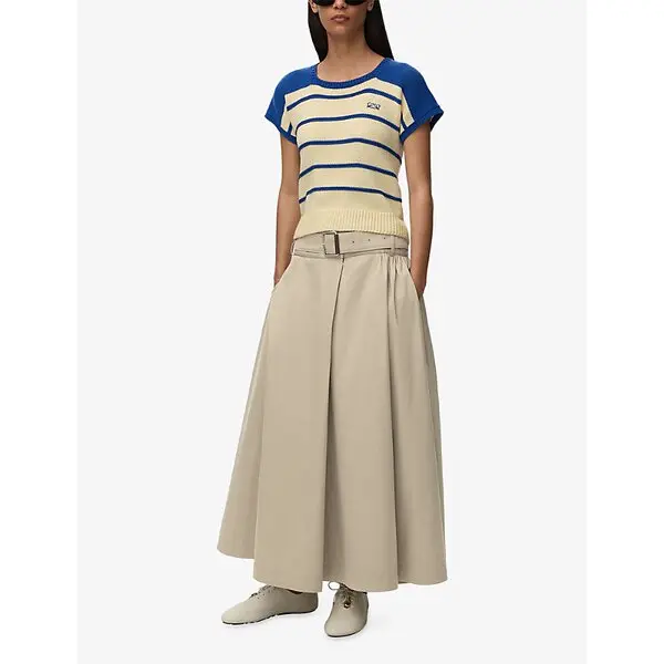 Loewe Belted Cotton-silk Midi Skirt