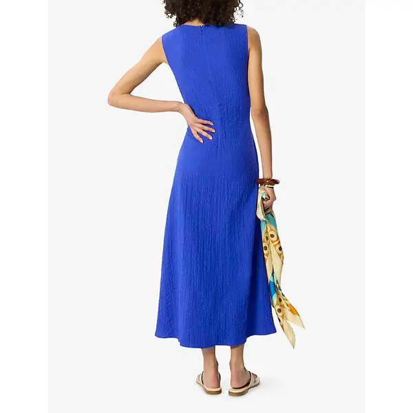 Whistles Textured V-neck Stretch-cotton Midi Dress