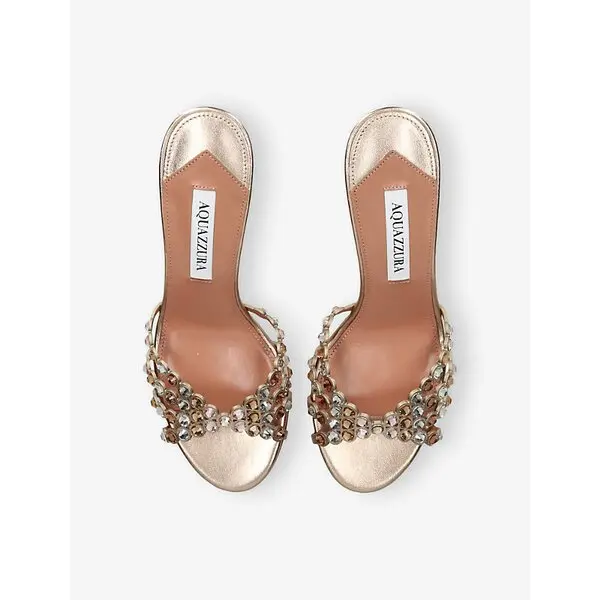 AQUAZZURA Tequila Embellished Leather Heeled Sandals