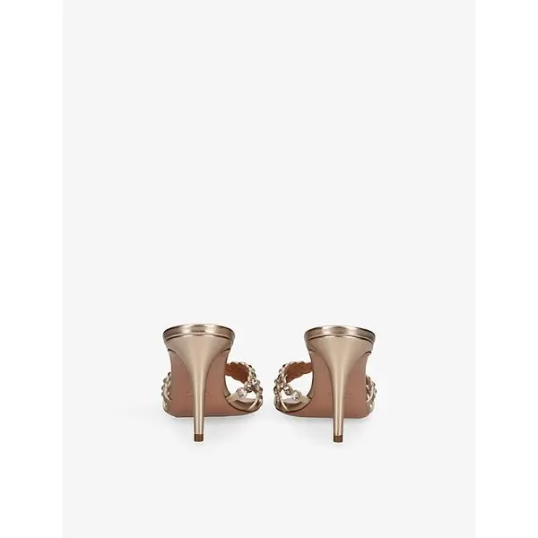 AQUAZZURA Tequila Embellished Leather Heeled Sandals