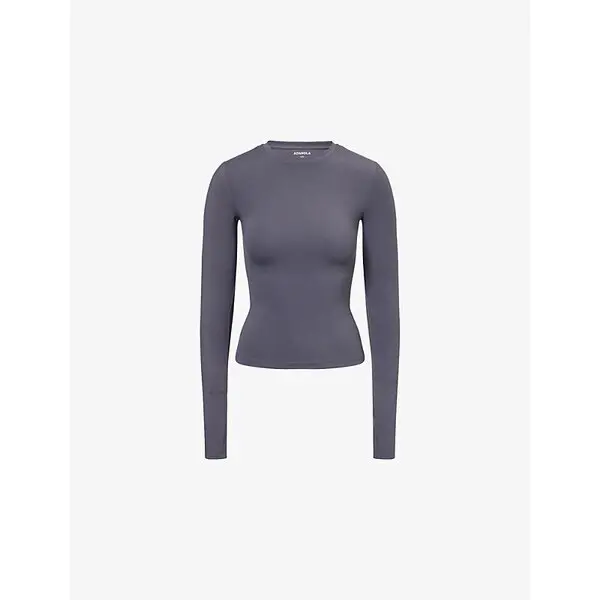 ADANOLA Ultimate Long-sleeved Stretch-woven Top - Black