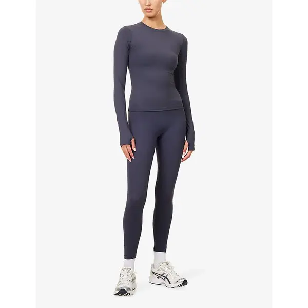 ADANOLA Ultimate Long-sleeved Stretch-woven Top - Black