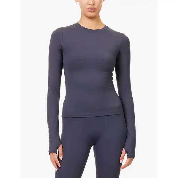 ADANOLA Ultimate Long-sleeved Stretch-woven Top - Black