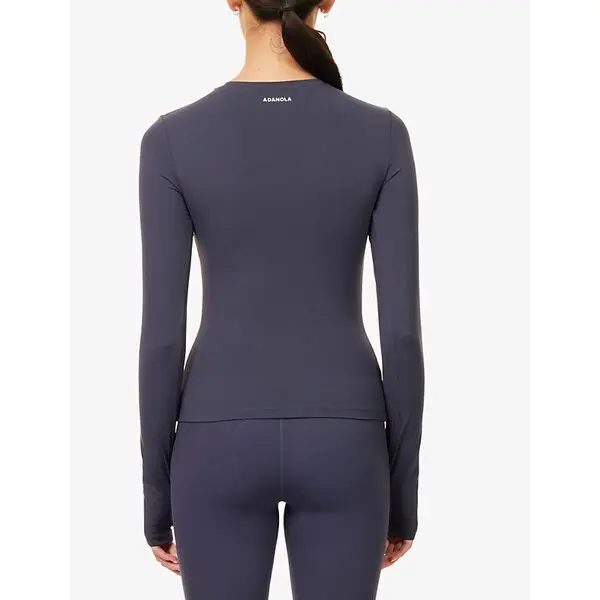 ADANOLA Ultimate Long-sleeved Stretch-woven Top - Black
