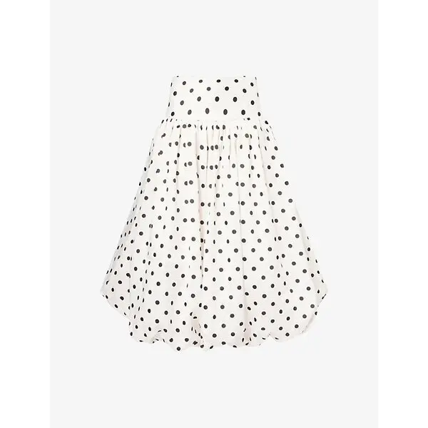 SELF-PORTRAIT Polka Dot Bubble Hem Midi Skirt