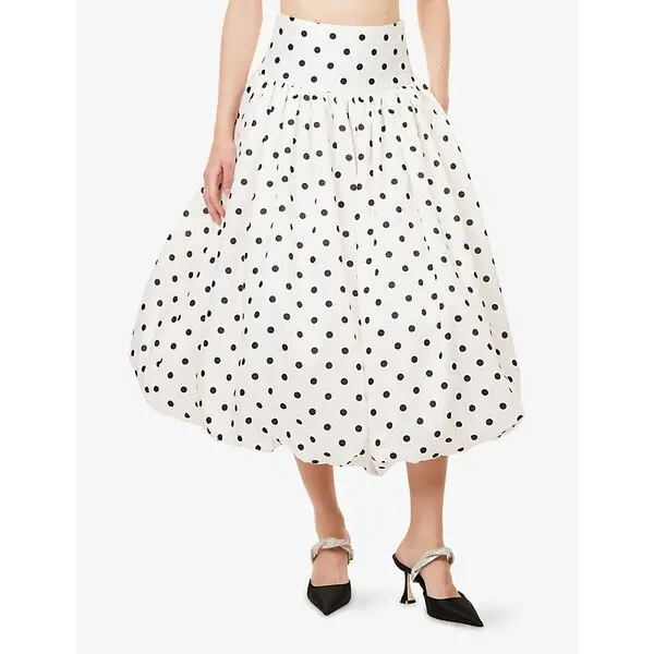 SELF-PORTRAIT Polka Dot Bubble Hem Midi Skirt