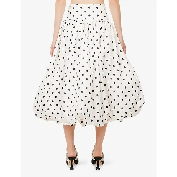 SELF-PORTRAIT Polka Dot Bubble Hem Midi Skirt