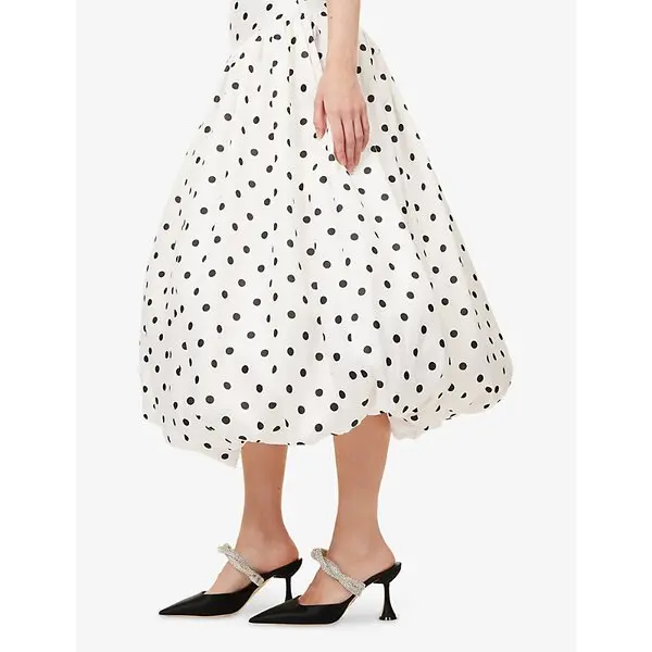 SELF-PORTRAIT Polka Dot Bubble Hem Midi Skirt