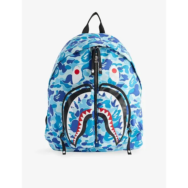 A BATHING APE Abc Camo Shark Woven Backpack - Blue