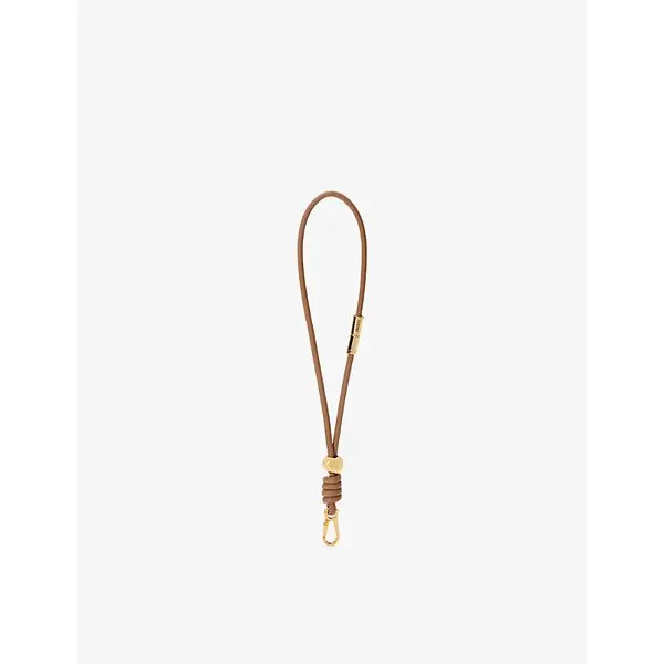 Loewe Leather Wristlet Strap With Gold-tone Hardware - Mocha