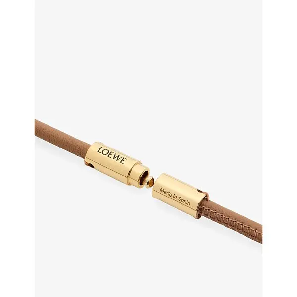 Loewe Leather Wristlet Strap With Gold-tone Hardware - Mocha