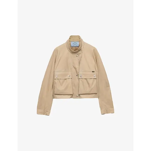Prada Re-nylon Washed Funnel-neck Jacket - Brown