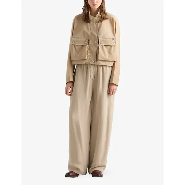 Prada Re-nylon Washed Funnel-neck Jacket - Brown