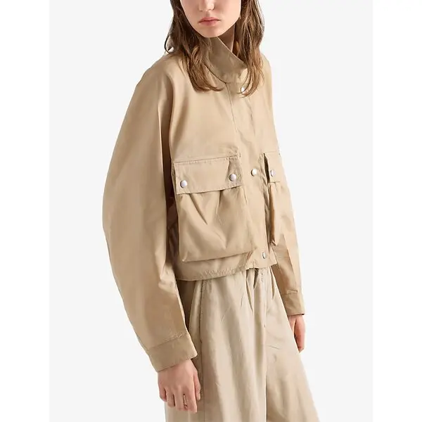 Prada Re-nylon Washed Funnel-neck Jacket - Brown