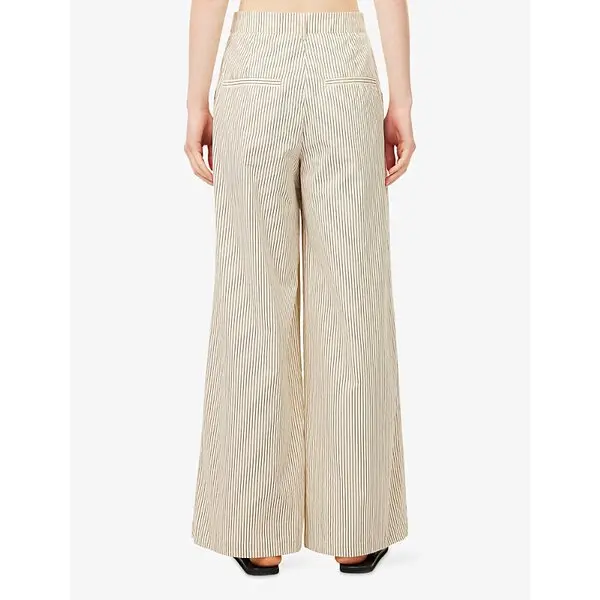 4TH & RECKLESS Elina Striped Wide-leg Cotton Trousers