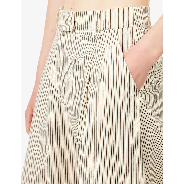 4TH & RECKLESS Elina Striped Wide-leg Cotton Trousers