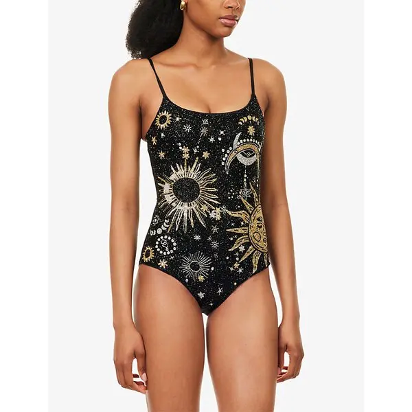 OCEANUS Celestial Star Embellished Swimsuit
