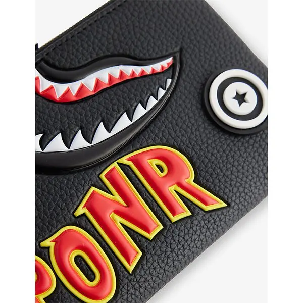 A BATHING APE Shark Embroidered Leather Wallet