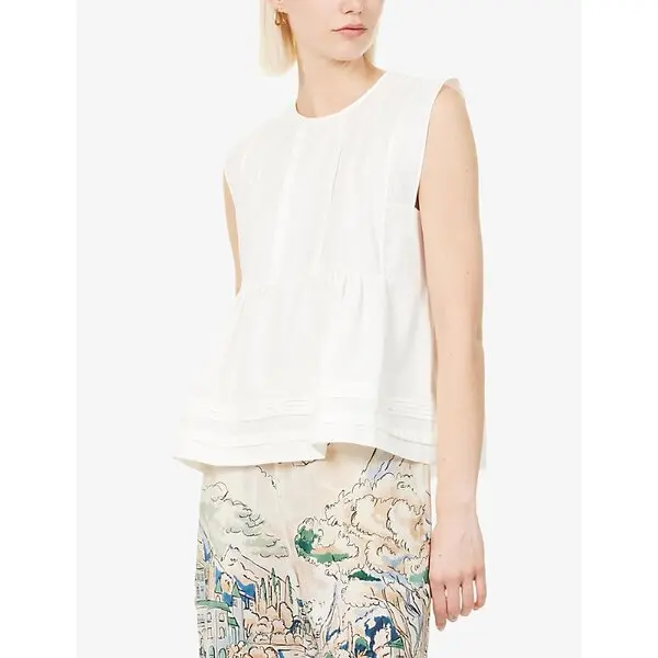 Max Mara Crew-neck Sleeveless Cotton Top