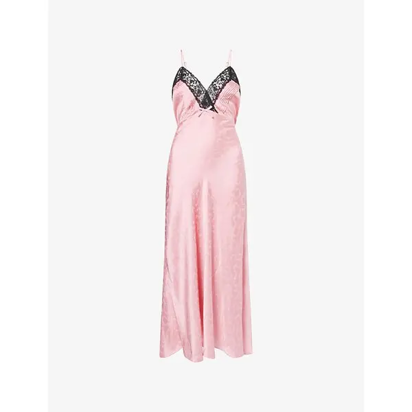 Rixo Alberta Lace-trim Cami Satin Midi Dress - Pink