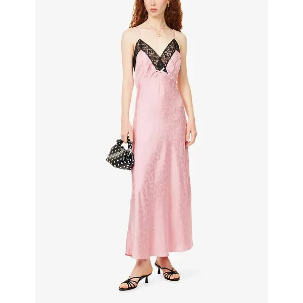 Rixo Alberta Lace-trim Cami Satin Midi Dress