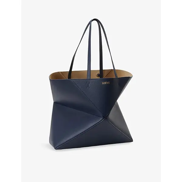 Loewe Puzzle Fold Large Leather Tote Bag - Deep Navy