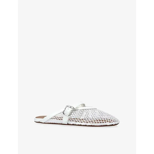 Alaïa Azzedine Fishnet Mesh And Leather Mules - White
