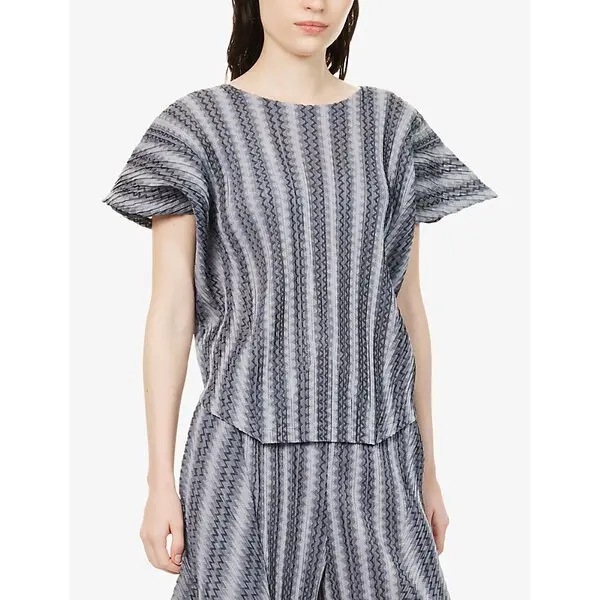 Issey Miyake Zigzag Knit Top - Gray